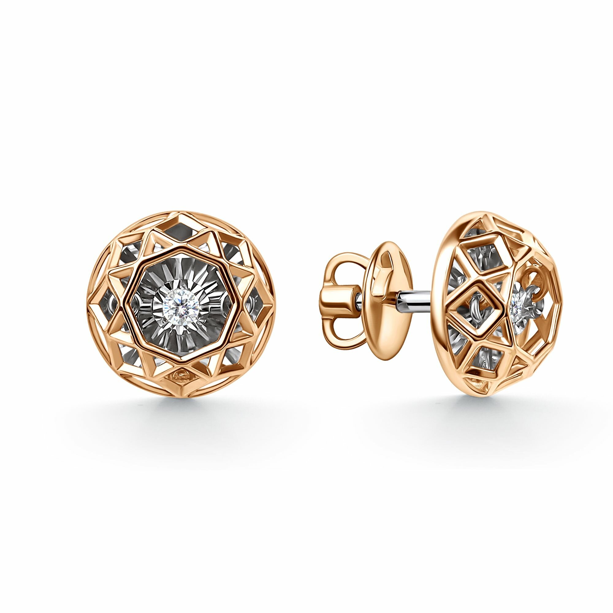 Серьги Diamant online, красное золото, 585 проба, бриллиант
