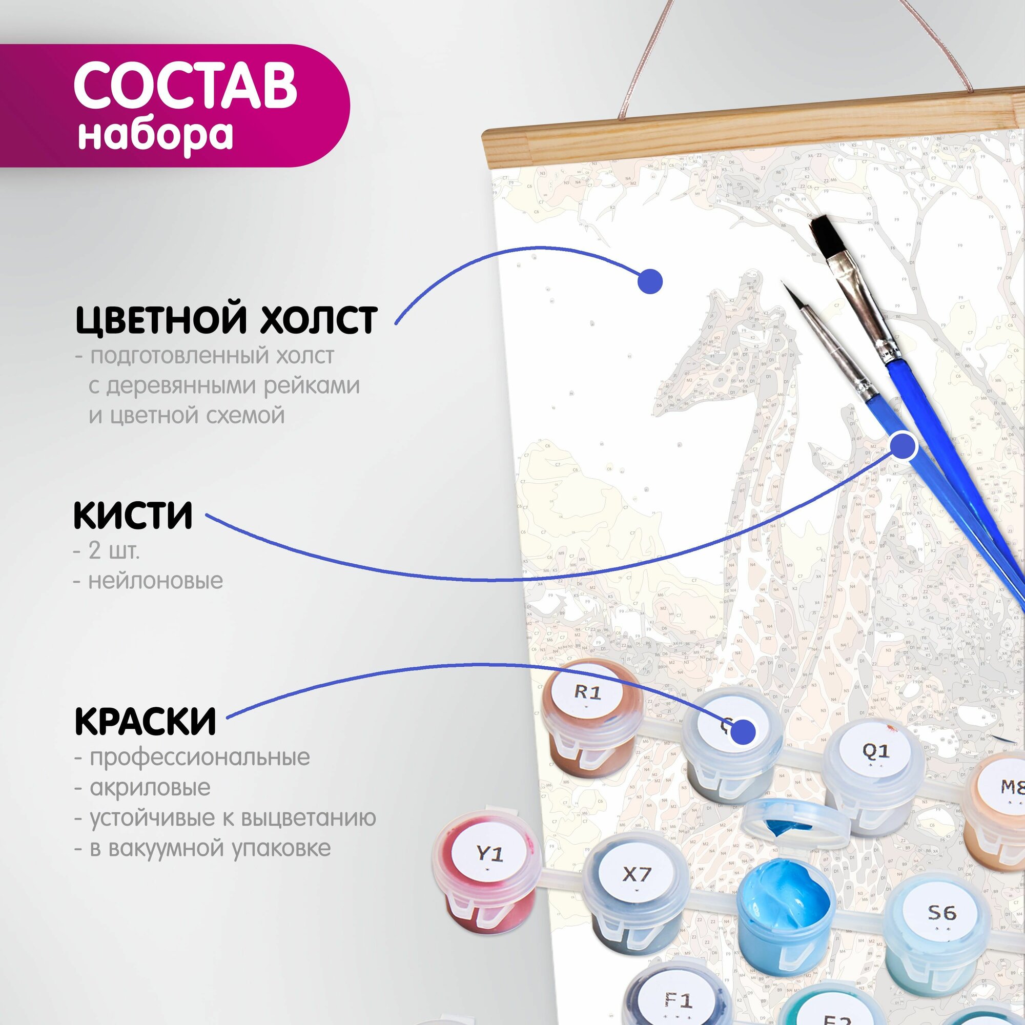Картина по номерам (35х88) Панно "Тайна влечения" (7 цветов)