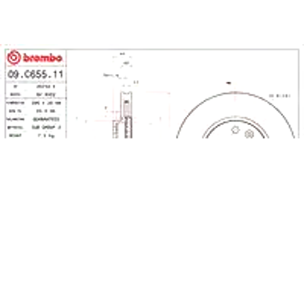 BREMBO 09. C655.11 диск тормозной alpine a110 II 12 / 17- / mercedes-benz citan box body / mpv (w420) 09 / 21- / m (Комплект 2 штуки)