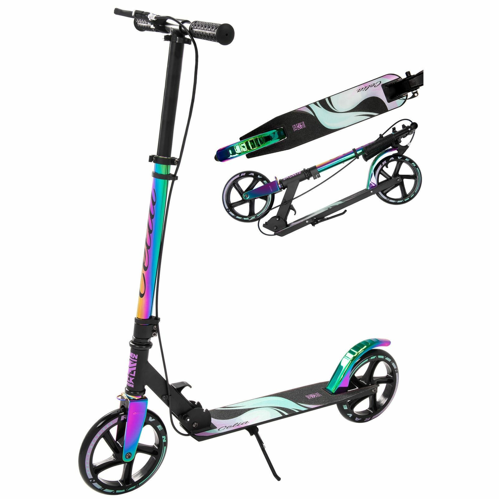 DECATHLON Самокат Raven Celia, черный, 200 мм