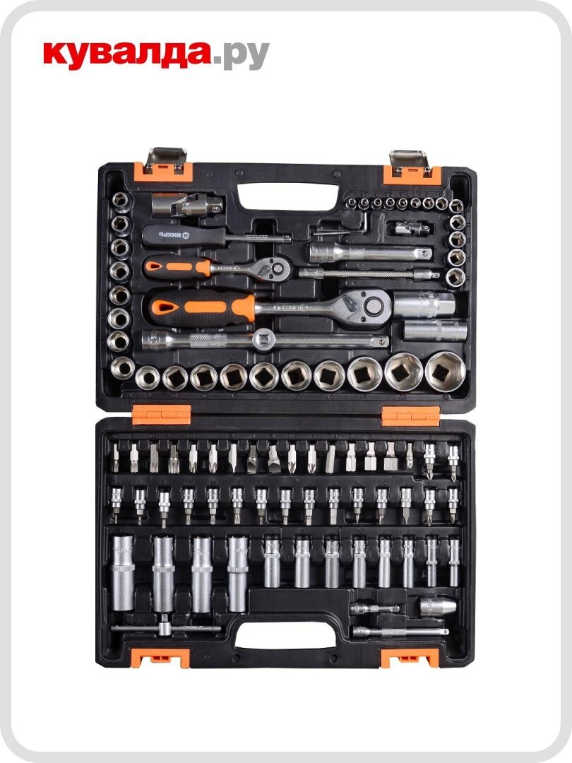 Набор инструментов вихрь 1/2", 1/4", CrV, 94 пластиковый кейс 94 предм