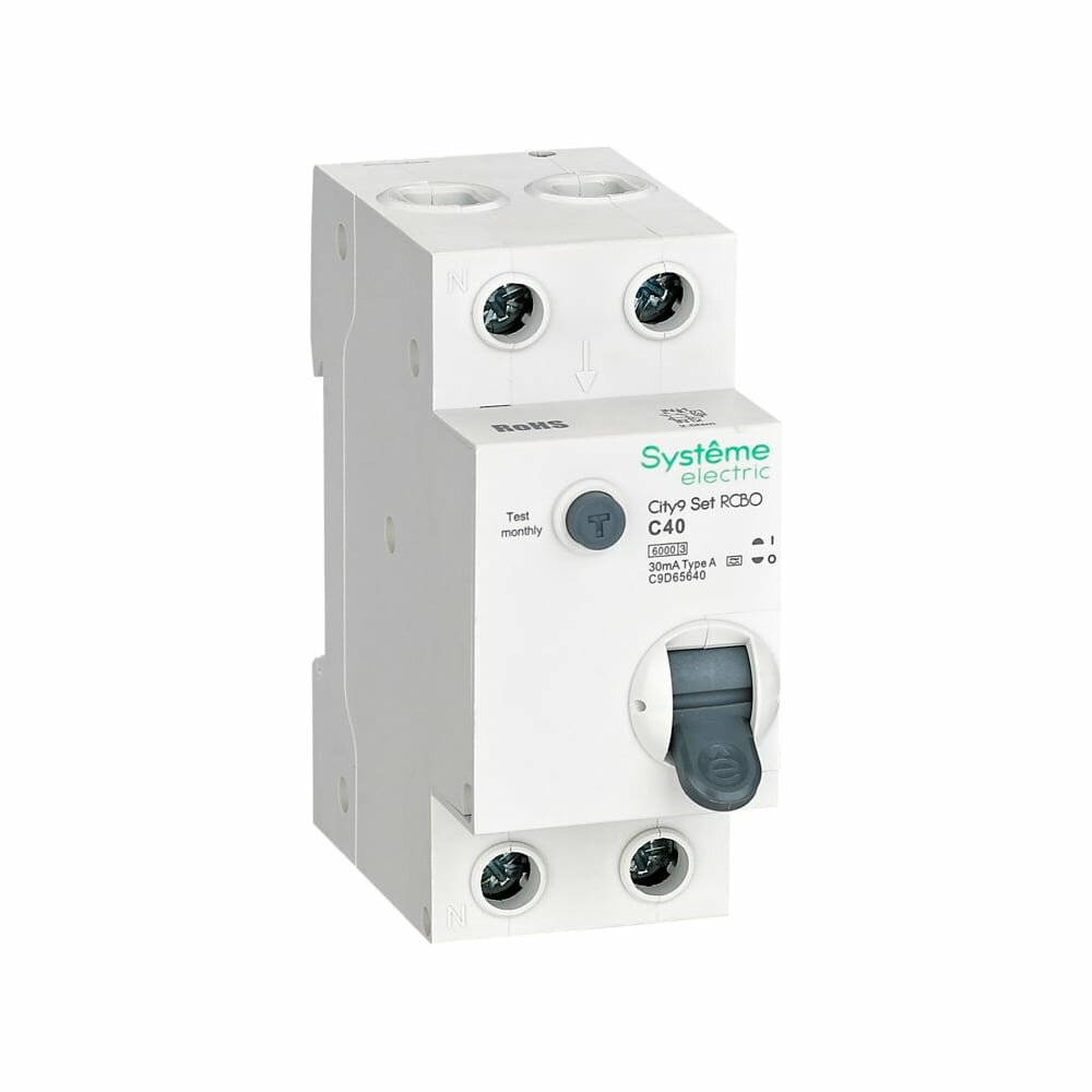 Автоматический выключатель дифференциального тока (авдт) Systeme Electric City9 set 1p+n с 40а 6ka 30ма тип-a 230в C9D65640