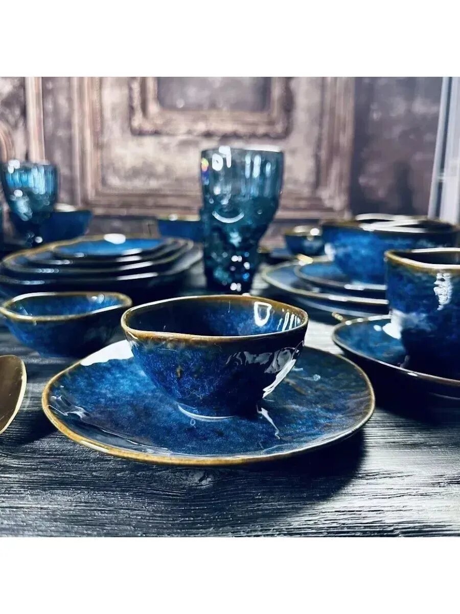 Набор салатников 6 шт / фарфор, 9х4,5см / Lenardi, Aquamarin