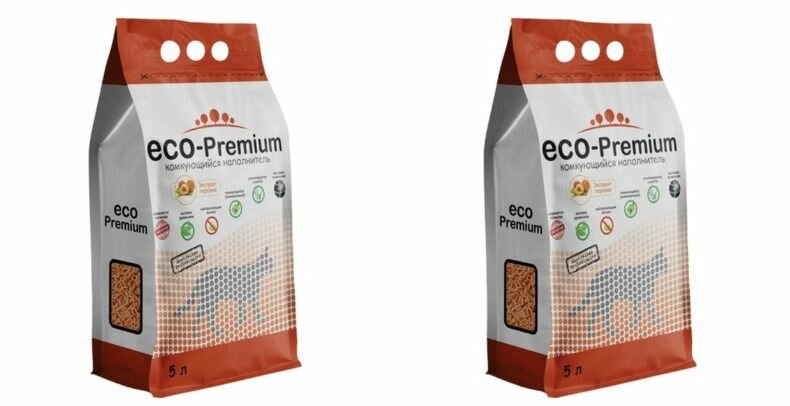 ECO-Premium 89059 Наполнитель комкующийся экстракт Персика 5л, 2 шт