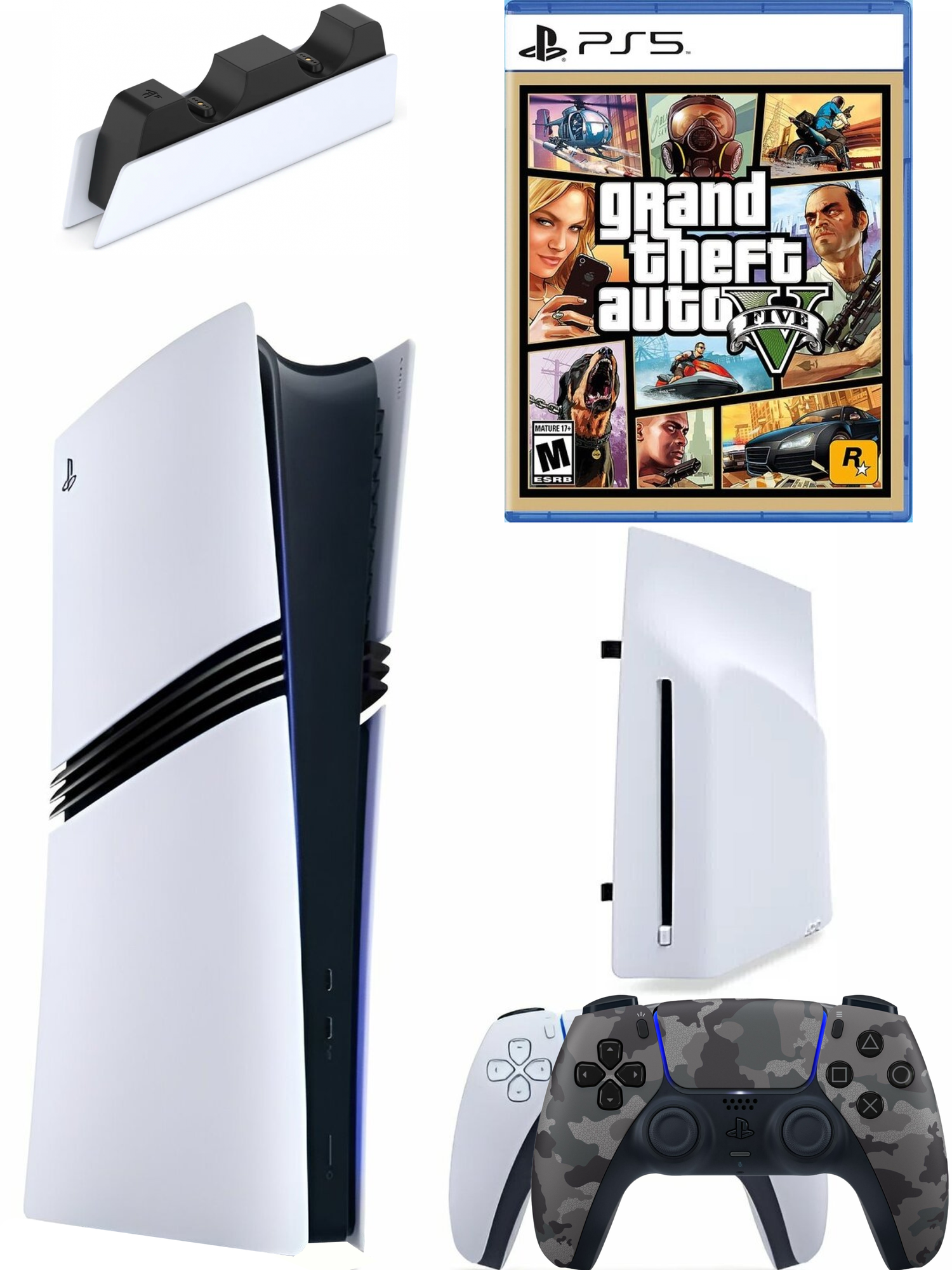Игровая приставка Sony PS 5 Pro Digital Edition+Зарядная станция+ Дисковод +2-ой геймпад+GTA 5 ,2Tb SSD
