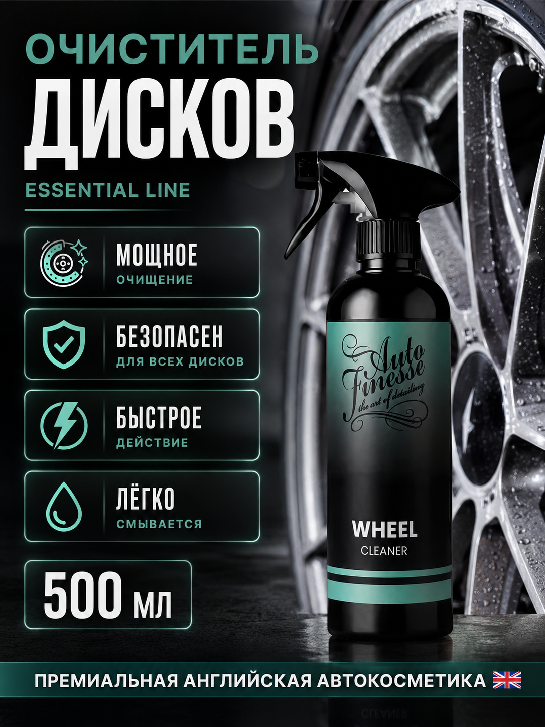 Очиститель дисков Auto Finesse Essentials Wheel Cleaner, 500мл