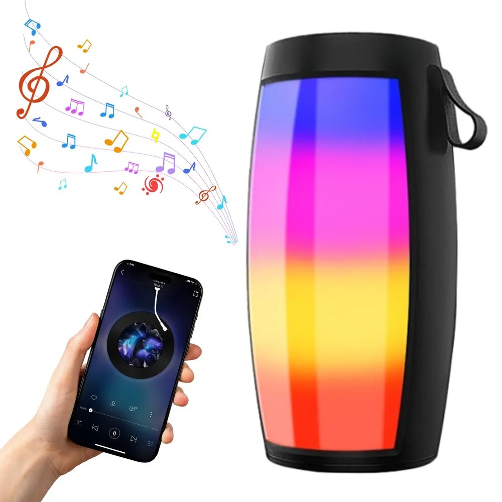 Портативная Bluetooth-колонка с RGB-подсветкой, мощным басом и аккумулятором