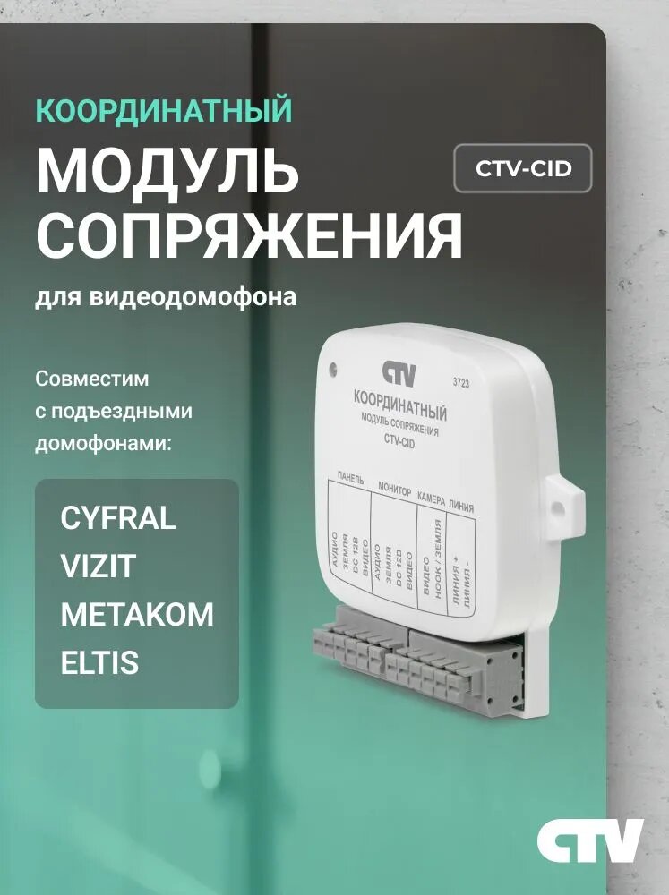 CTV-CID Координатный модуль сопряжения для видеодомофона МСК (Vizit, Eltis, Metakom, Cyfral, и др.)