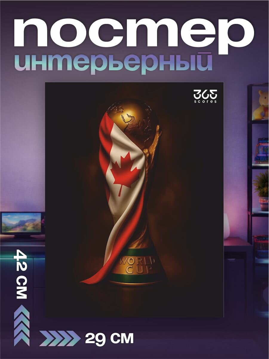 Постер на стену интерьерный футбол чемпионат мира 2026 фифа Канада