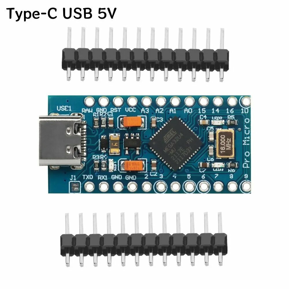Pro Micro TYPE-C ATMEGA32U4 Модуль 5В/16МГц Плата Для Arduino