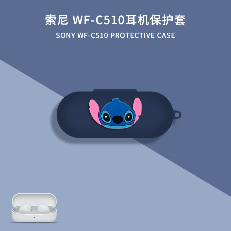 Chekhol dlya Sony WF-C500 Goluboy Stich s karabinom