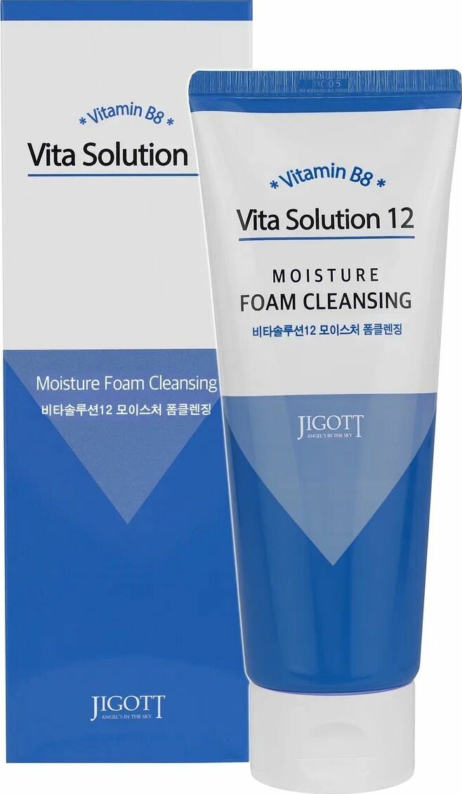 JIGOTT / Джиготт Vita Solution 12 Moisture Foam Cleansing Пенка для умывания очищающая с витамином В8 180мл / уход за кожей лица