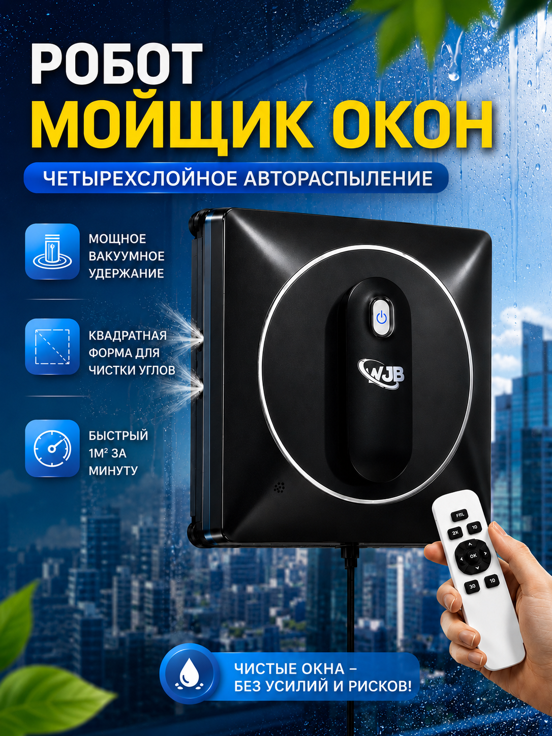 Робот мойщик окон , с распылением, квадратный, идеальный подарок для чистоты окон