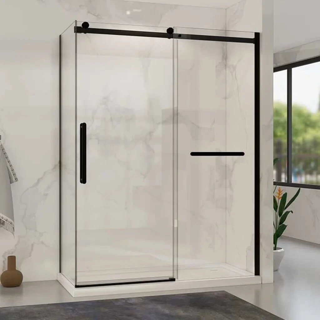 Душевой уголок Vincea Como Soft VSR-1CS1014CLB 140x100 см профиль черный, стекло прозрачное, Алюминий