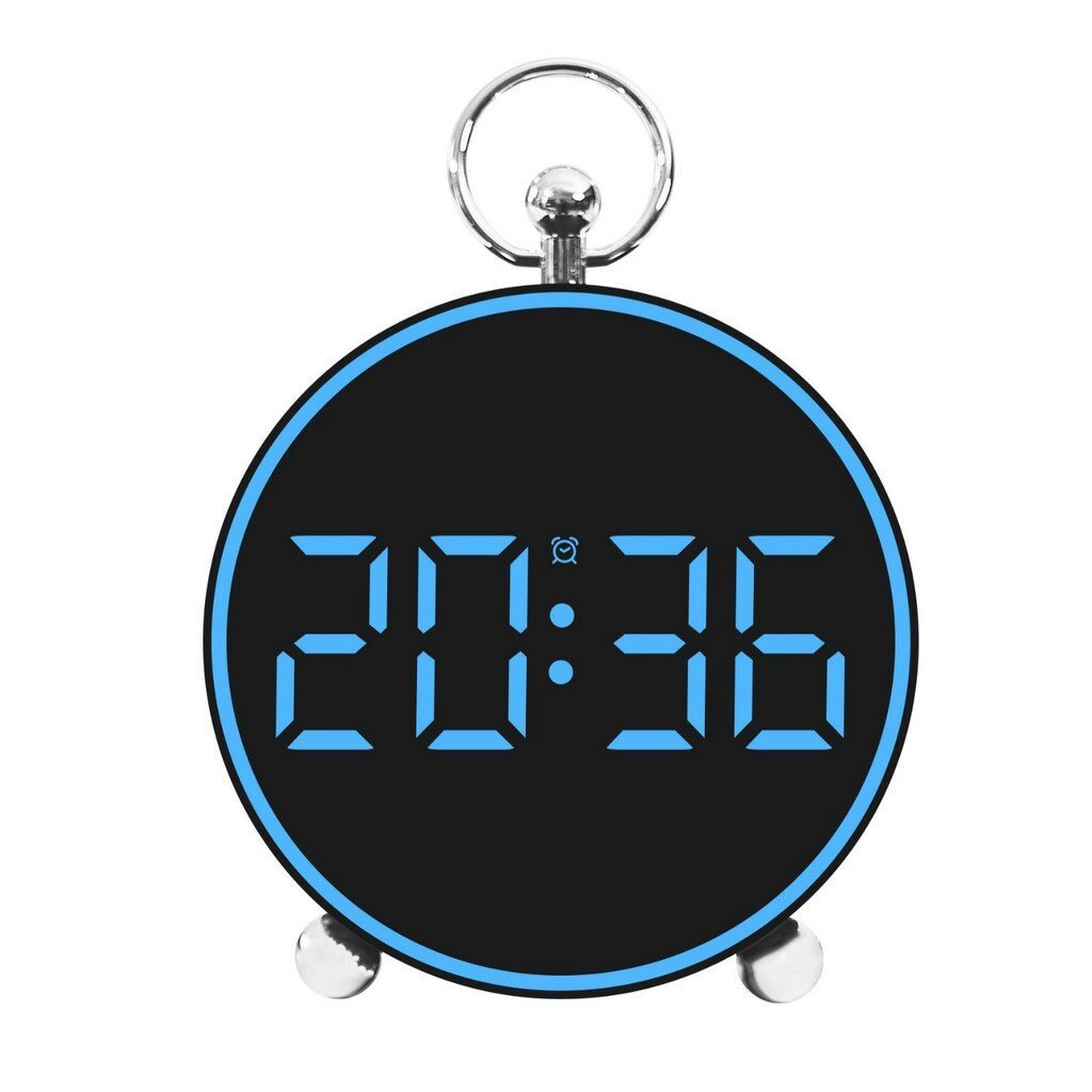 Modern led timepiece with silent alarm and temperature display for living space brand unknown, blue