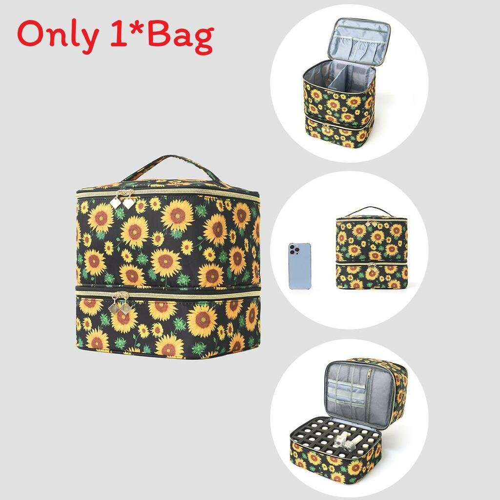 Stylish double layer makeup storage bag with durable material for travel and home use style u