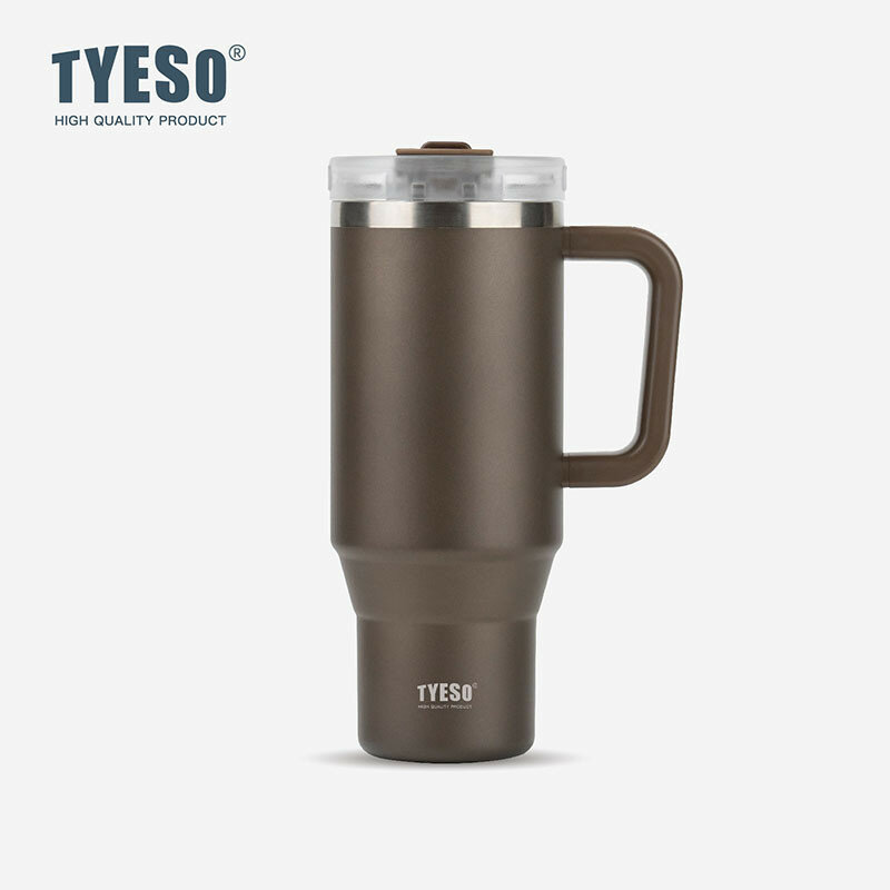 Tyeso ae переносимый термос с ручкой для напитков для школы и офиса mocha brown 1200ml