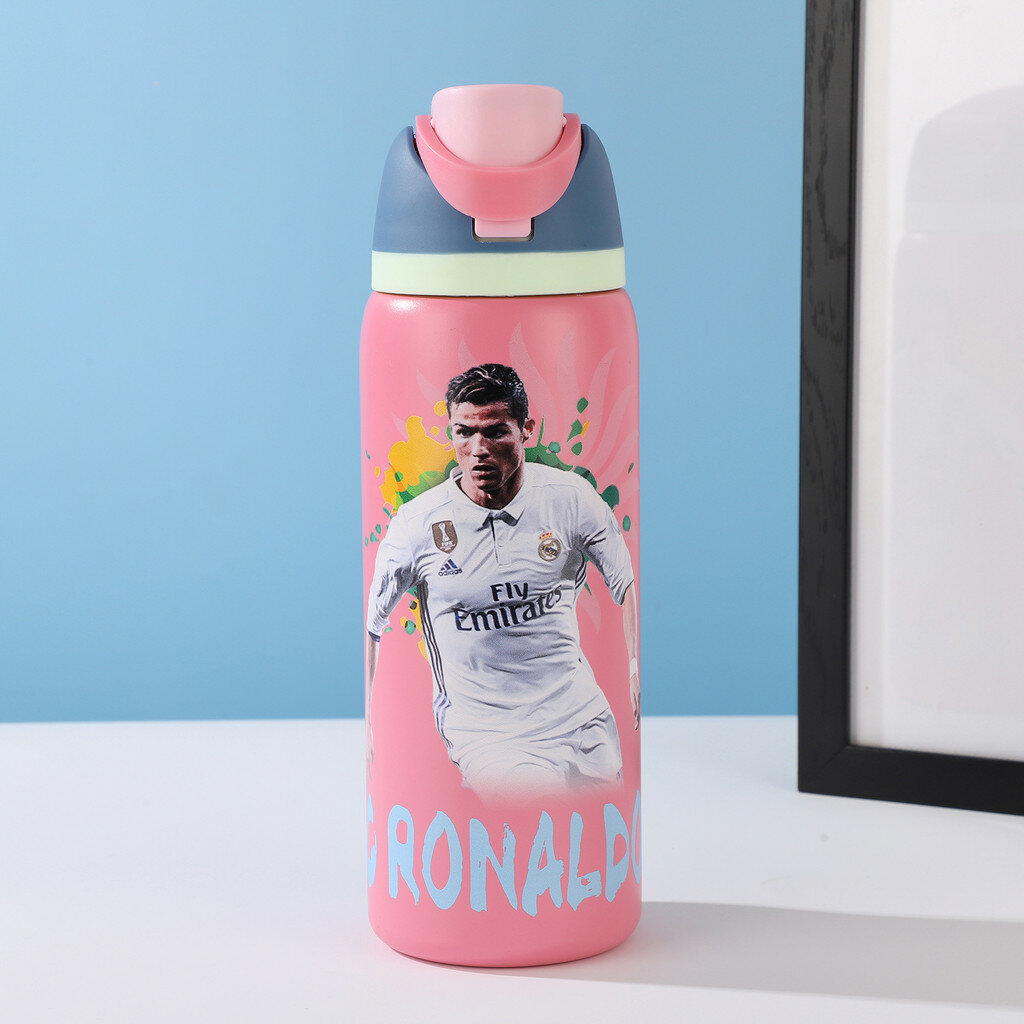Double drinking fruit cup 304 stainless steel insulated sports water bottle with lock and bouncing cap for daily use style 24