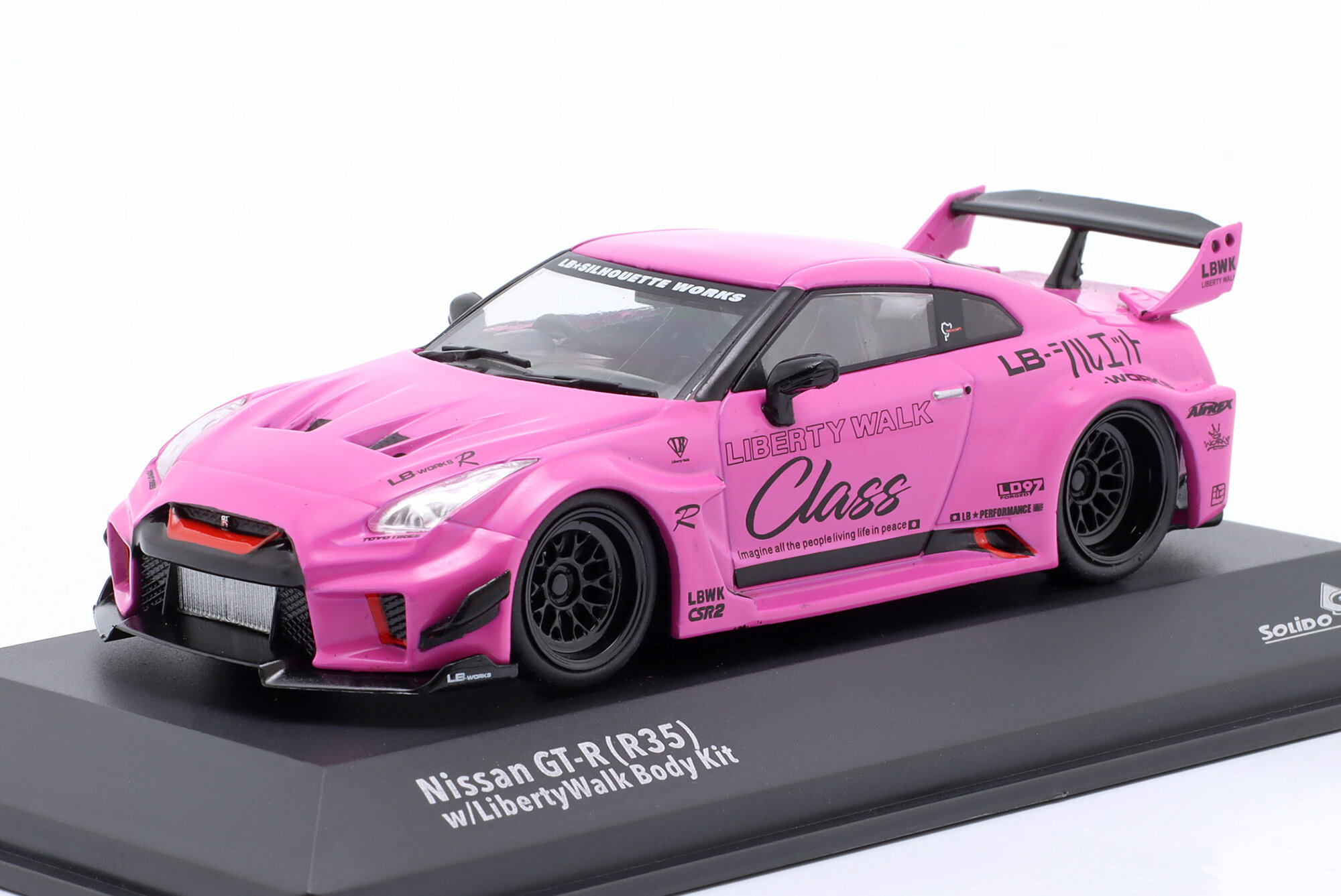 Модель коллекционная SOLIDO Nissan gt-r (R35) liberty walk body kit pink black