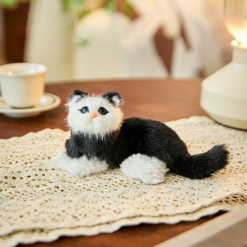 Фигурка кошки из фура с collectible модель декор подарок игрушка для любителей кошек черный