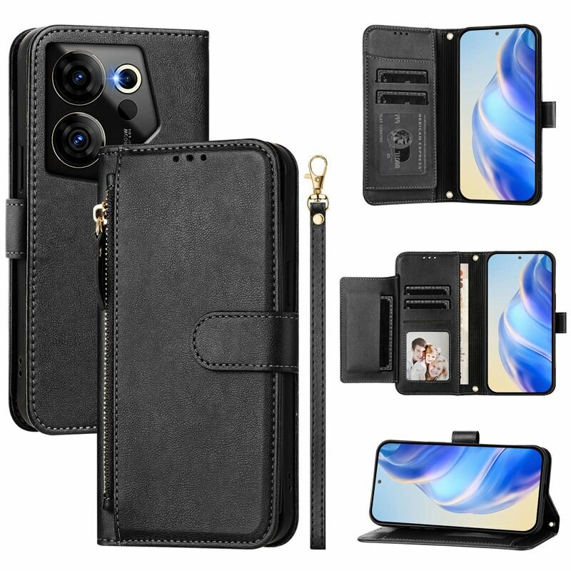 Чехол-книжка для Tecno Camon 20 Premier 5G (Текно Камон 20 Premier 5G) с кошельком на молнии. Мягкий силикон, полная защита, ударостойкий, беспроводная зарядка