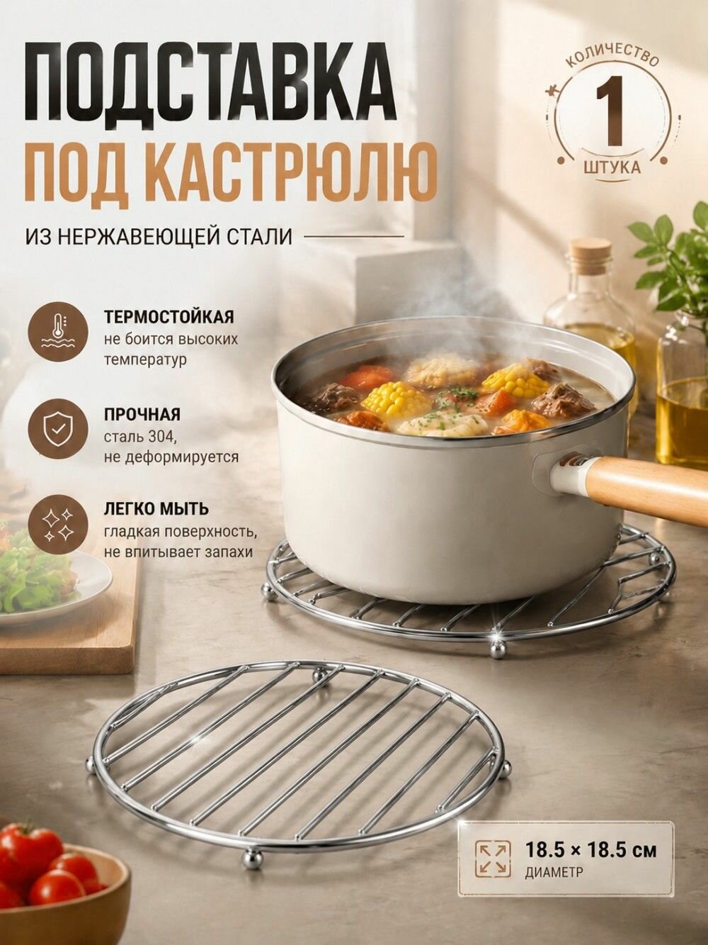 Подставка под горячее, 18 см х 18 см