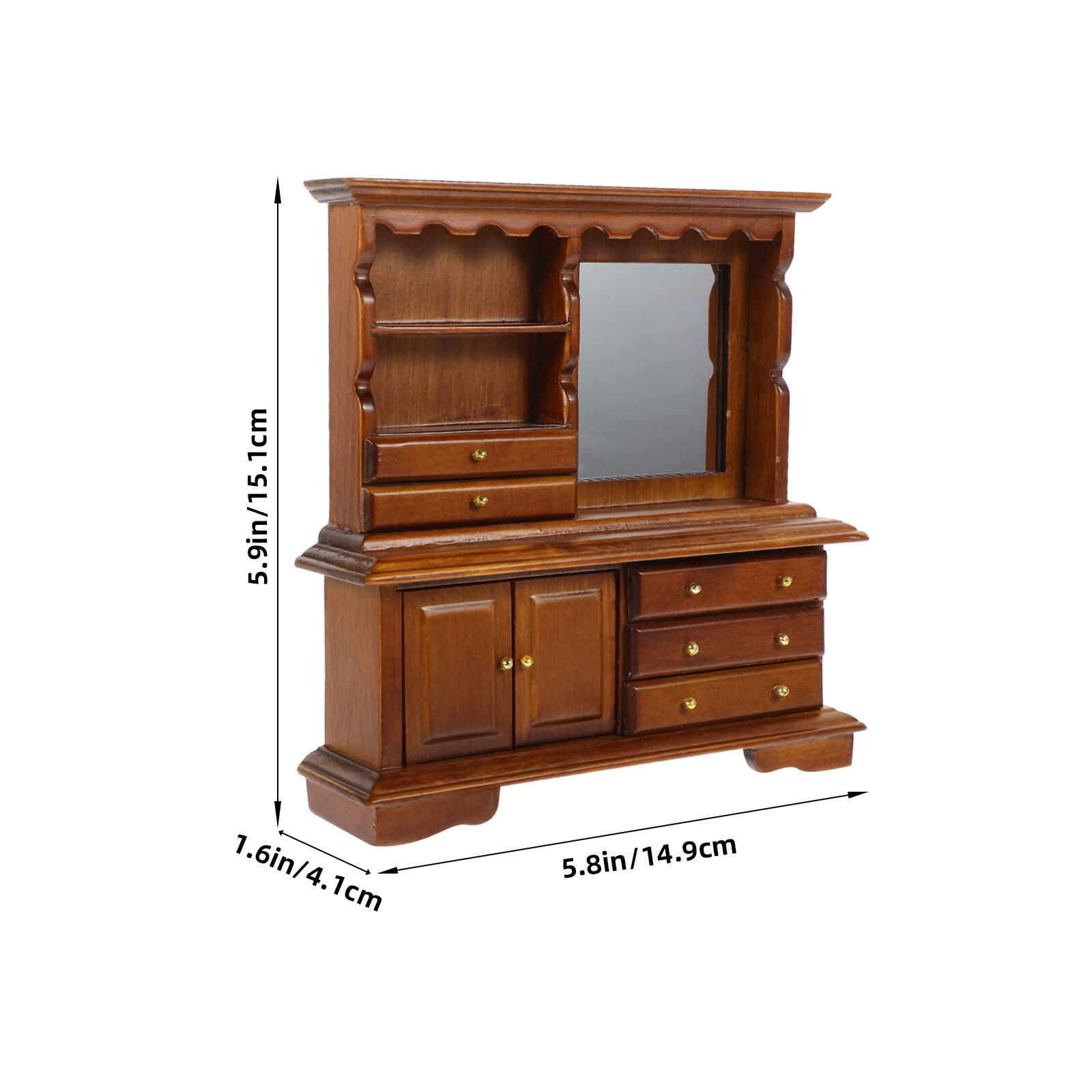 Мини Мебель Для Декора Домика Из Дерева Комод Коричневый 15.10X14.90X4.10Cm