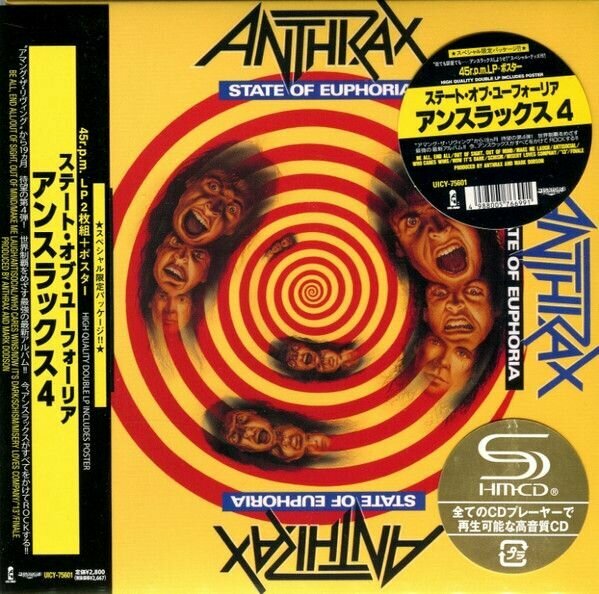 Anthrax. State Of Euphoria (Japan, Island Records, UICY-75601, 2013, новый компакт-диск в завод. упаковке) CD