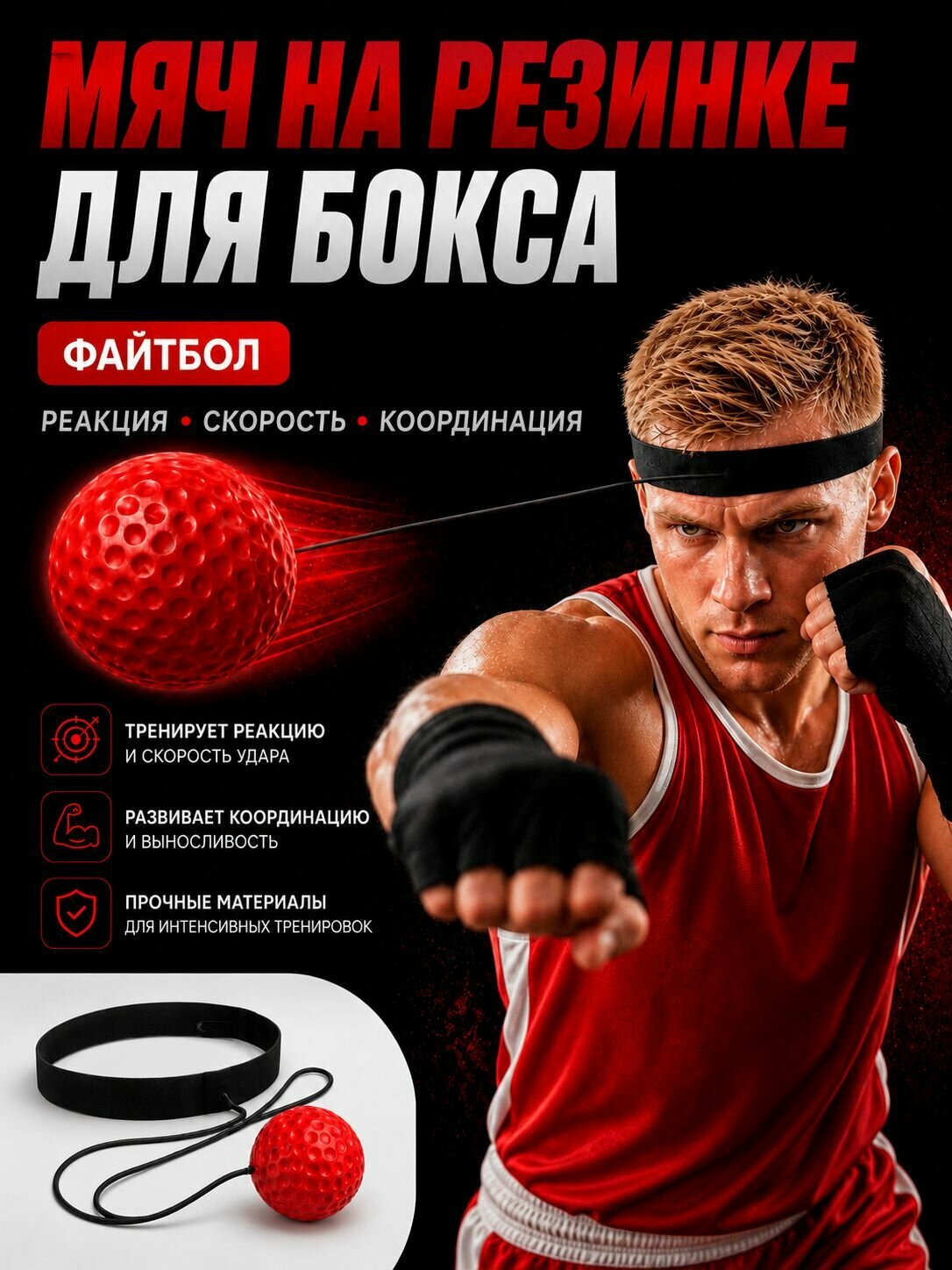 Эспандер для бокса, мяч для отработки ударов, файтбол
