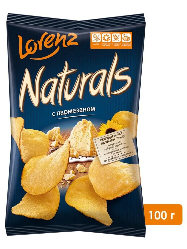 Чипсы картофельные Lorenz Naturals со вкусом пармезана, 100 г