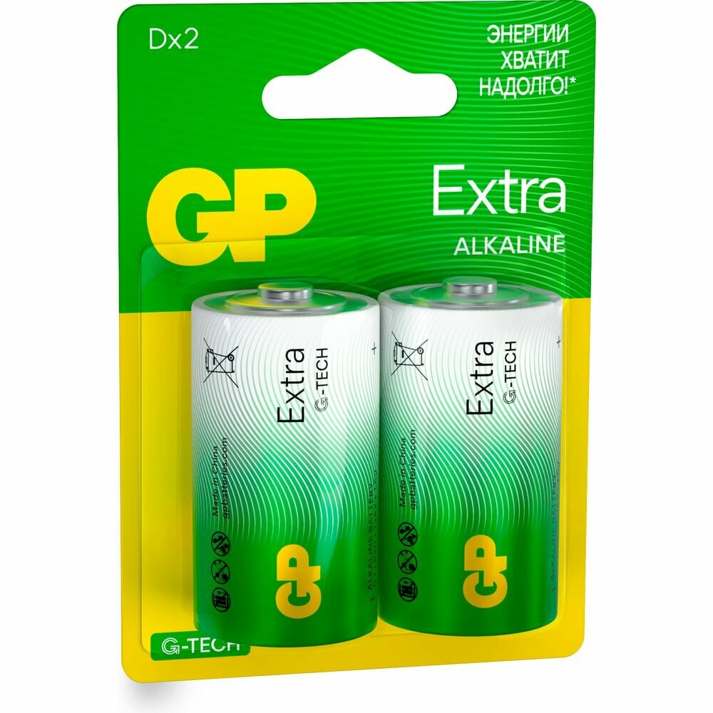 Батарейки GP D / LR20 алкалиновые щелочные Extra Alkaline, набор 2 шт (13AXA21-BC2) 15783881 — фото 1