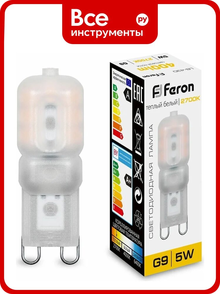 Светодиодная лампа G9 5W 2700K FERON LB-430 25636