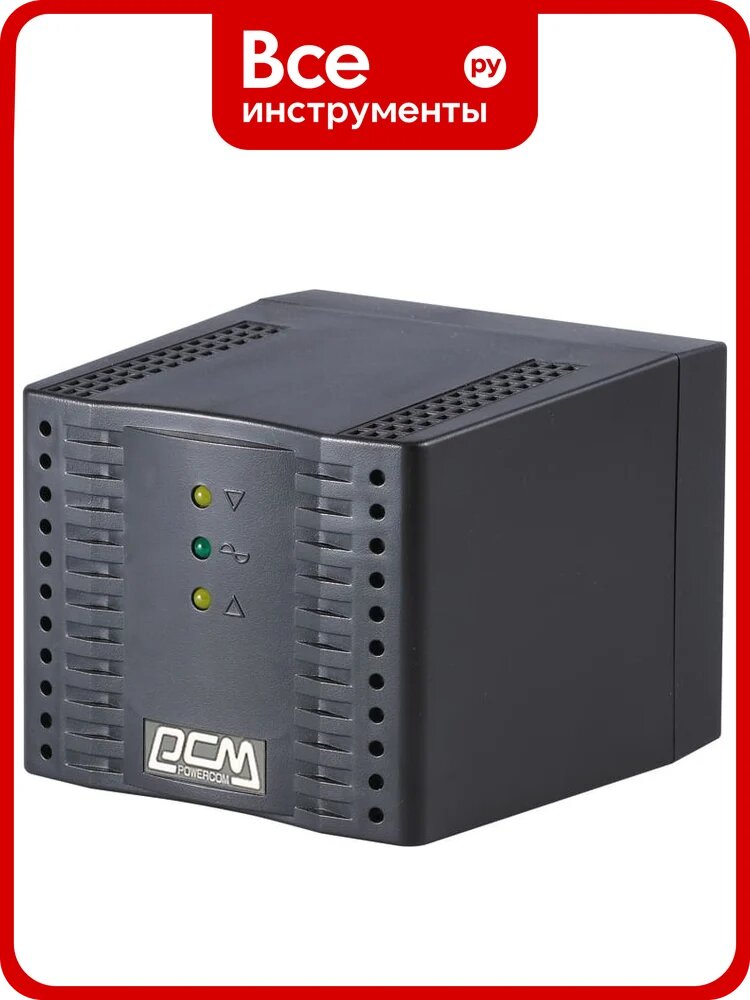 Стабилизатор напряжения Powercom TCA-2000 BL, релейный, 2000 ВА, 1000 Вт, 4 розетки, черный