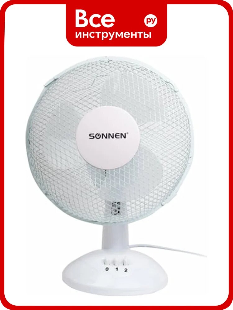 Настольный вентилятор SONNEN TF-25W-23, 451038, двухскоростное управление, горизонтальное вращение, пластиковые лопасти
