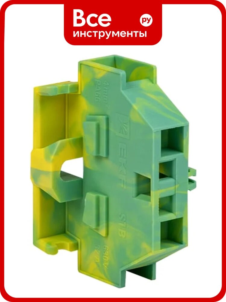 Миниклемма EKF PROxima STB-1.5, 18A, желто-зеленая stb-m-1.5-y-green, полиамидный корпус, клемма высокого тока