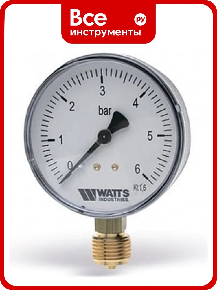 Манометр Watts F+R200 радиальный 0-6bar, корпус 63mm 10007723, с акриловым стеклом