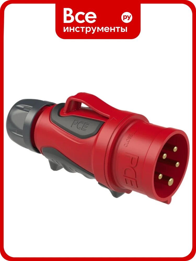 Вилка кабельная PCE GRIP 0153-6, 16A, IP44, полиамид, красная