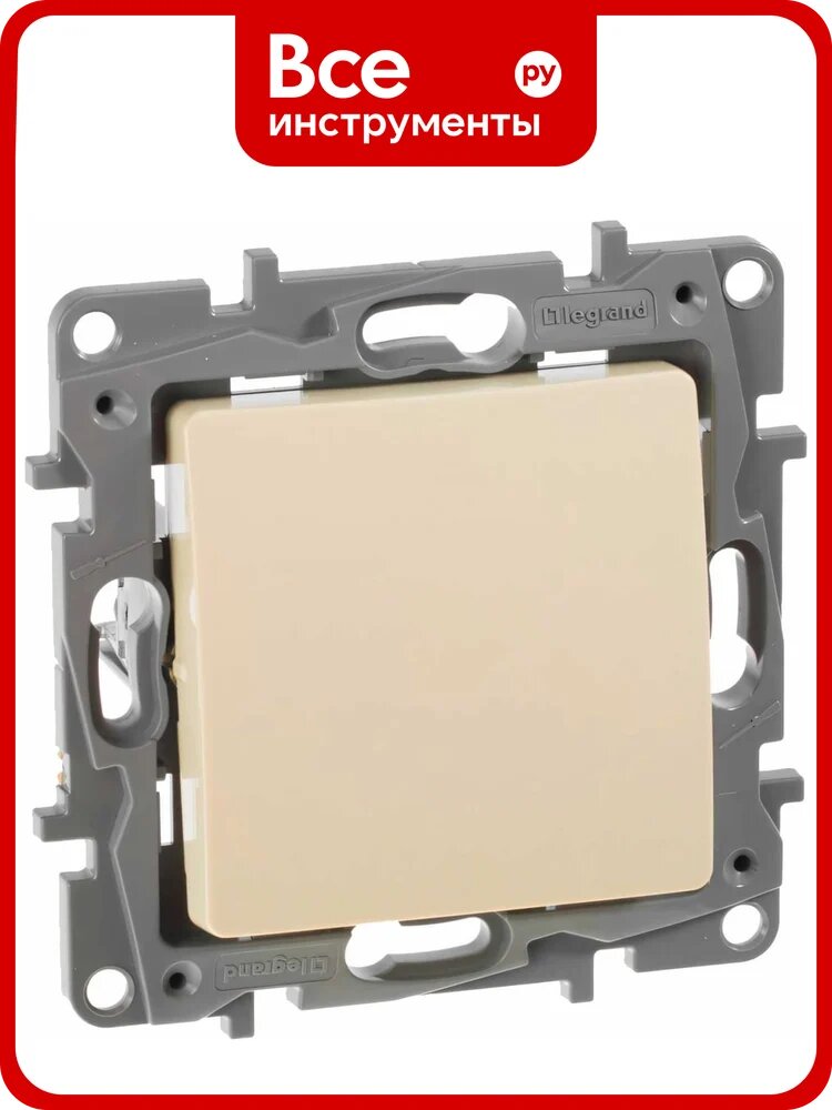 Выключатель, Legrand, Legrand одноклавишный Legrand Etika 10А 250В безвинтовые зажимы слоновая кость