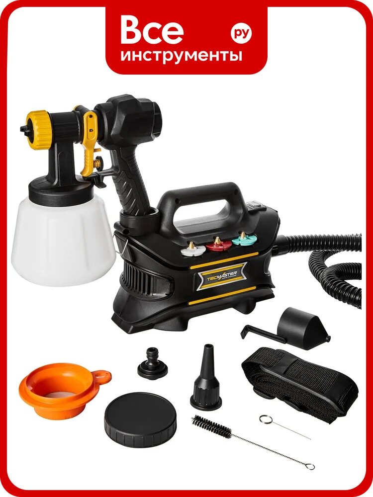 Краскопульт электрический TECMASTER T 1000 DIY с комплектом металлических форсунок 1231000