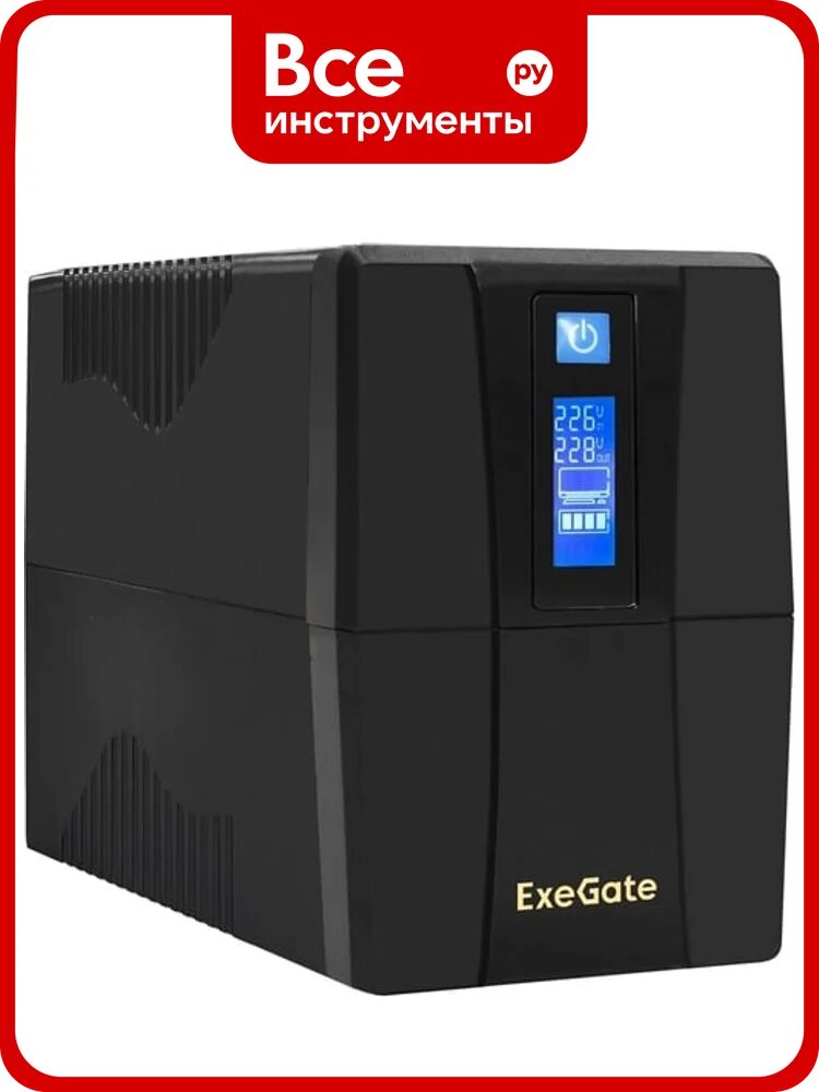 ИБП ExeGate SpecialPro Smart LLB-600. LCD. AVR.2SH 600VA 360W, LCD, AVR, 2*Schuko, Black 292765