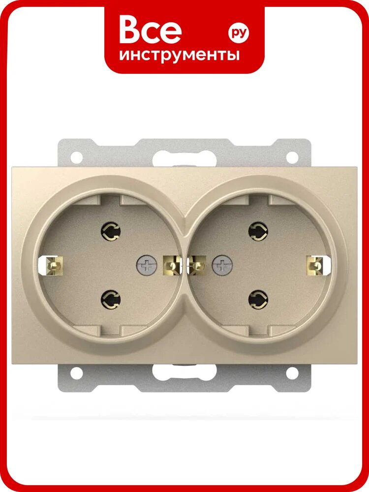 Розетка ELBI Zena Vega слоновая кость 2-я с заземлением M+K 609-012500-907