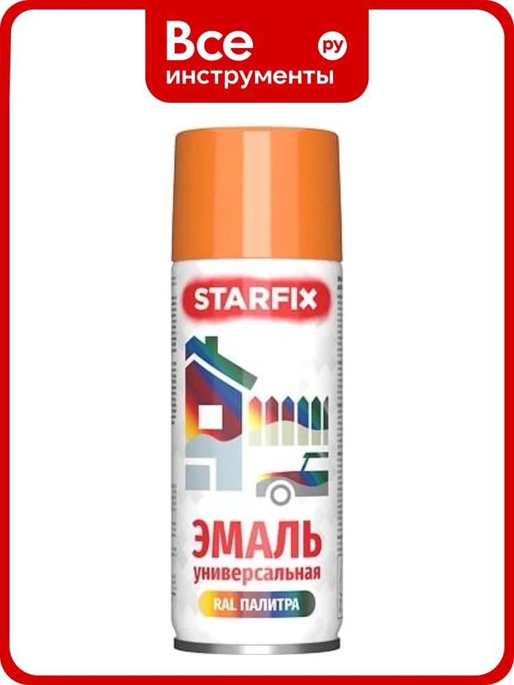 Краска-эмаль аэрозольная универсальная STARFIX оранжевый, 520 мл (2004) SM-96032-1