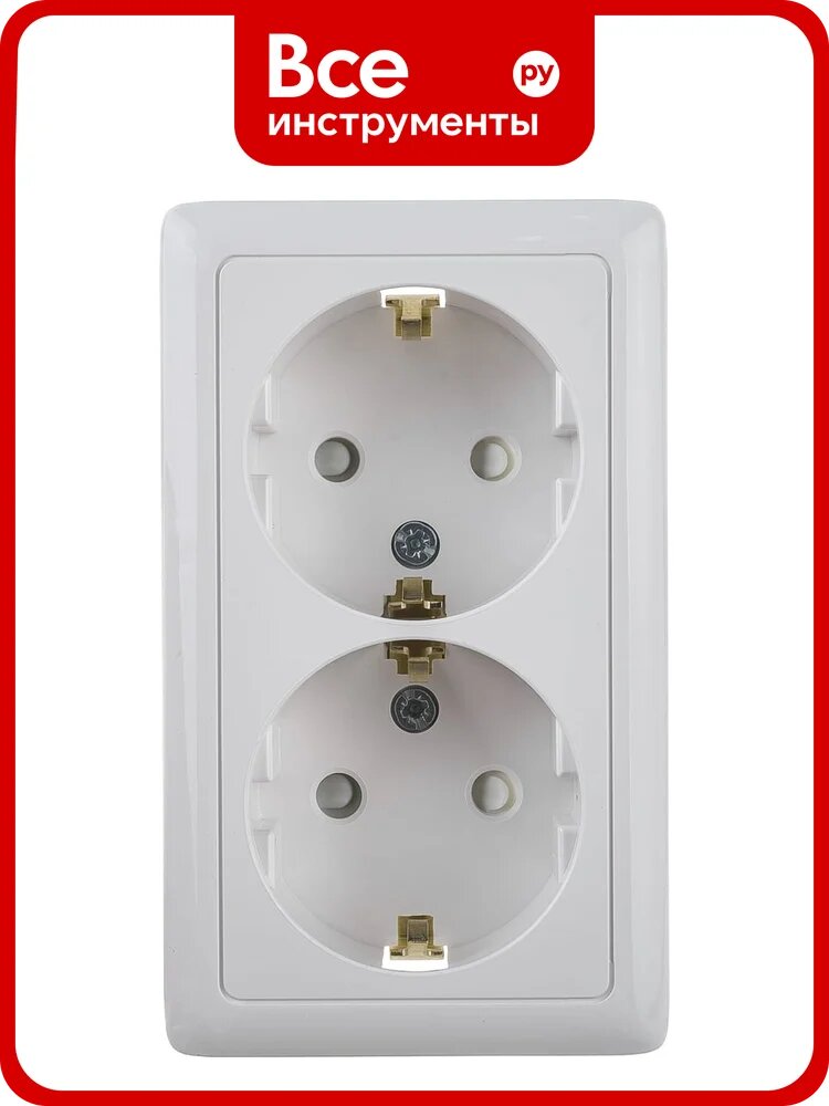 Розетка, Systeme, Systeme Electric 2-м ОП Хит 16А IP20 с заземл. защ. шторки бел. RA16-239-B, предназначена, сетей