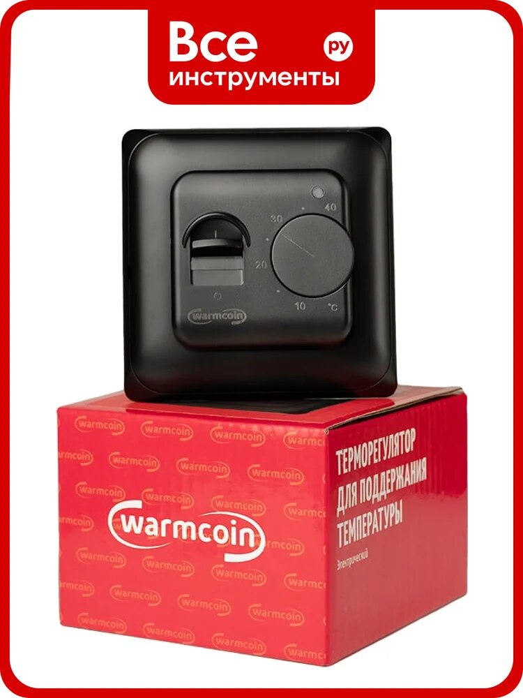 Терморегулятор механический Warmcoin W70 черный матовый Термостат_RTC_70.26_черный матовый