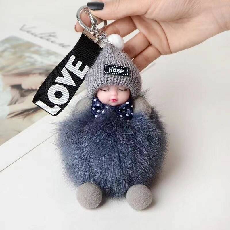 Сумка-игрушка для сна из меха лисы fox fur, medium gray