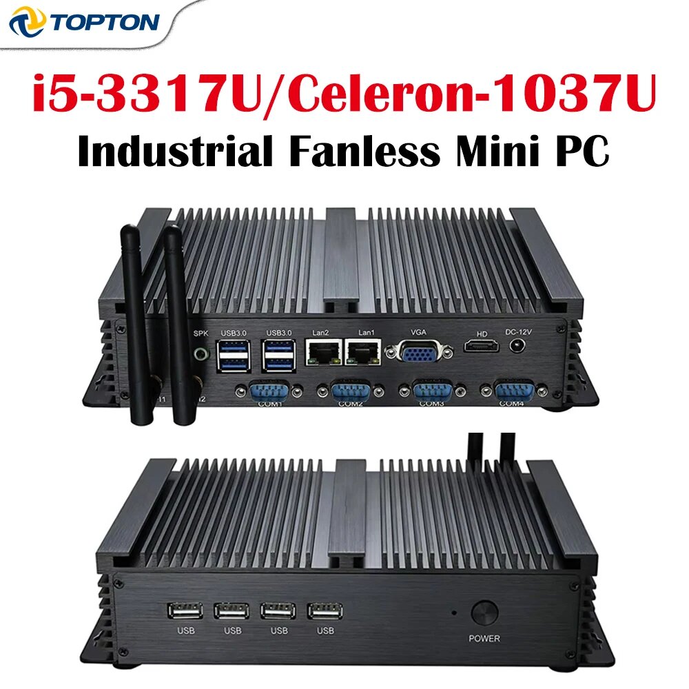 Topton Мини-ПК Core i5-3317U, 8GB DDR3L, 512GB SSD, черный