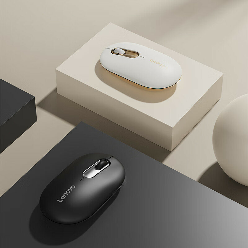 Lenovo беспроводная Bluetooth двойная режим заряжаемая мышь с индикатором батареи каменная форма тихий клик легкая