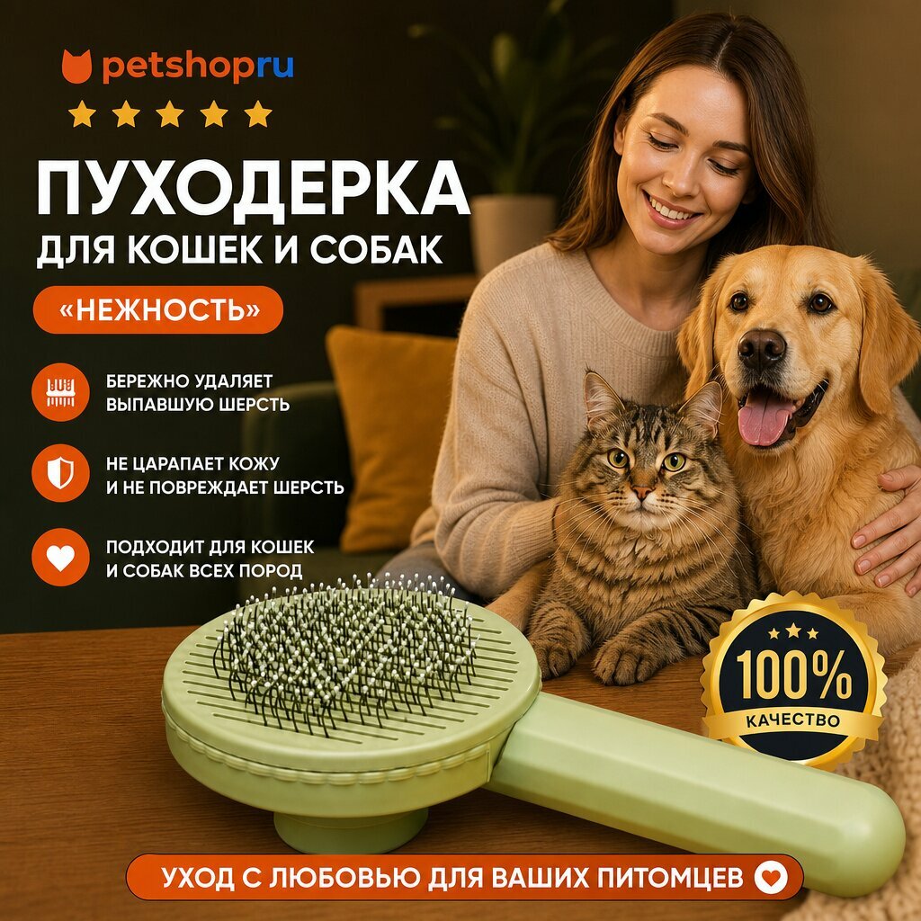 Профессиональная щетка для груминга кошек и собак, комфортный