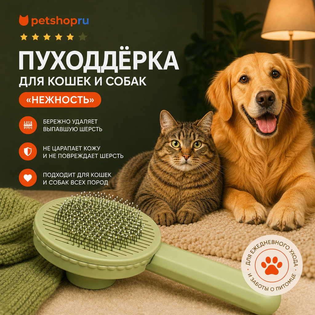 Профессиональная щетка для груминга кошек и собак, комфортный, легко чистить, профессиональный уход, самоочищающаяся