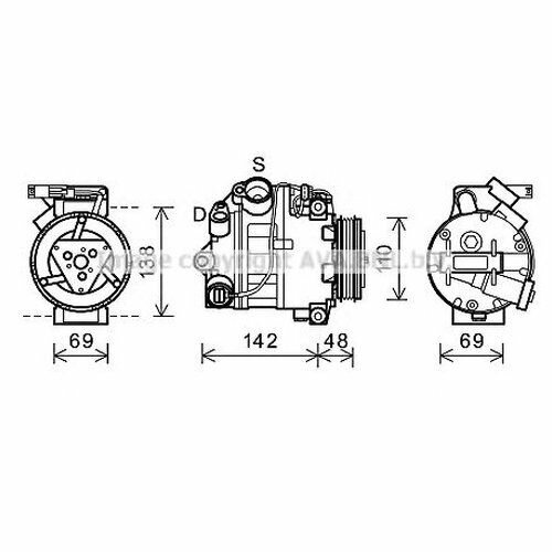 Компрессор кондиционера Ava BWAK443 для BMW X5 E70, X6 E71, E72